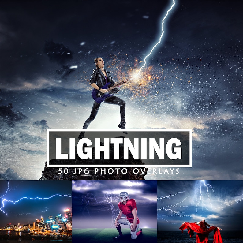 Lightning Overlay Realistic Thunderstorm Photoshop Lightning Overlays ...