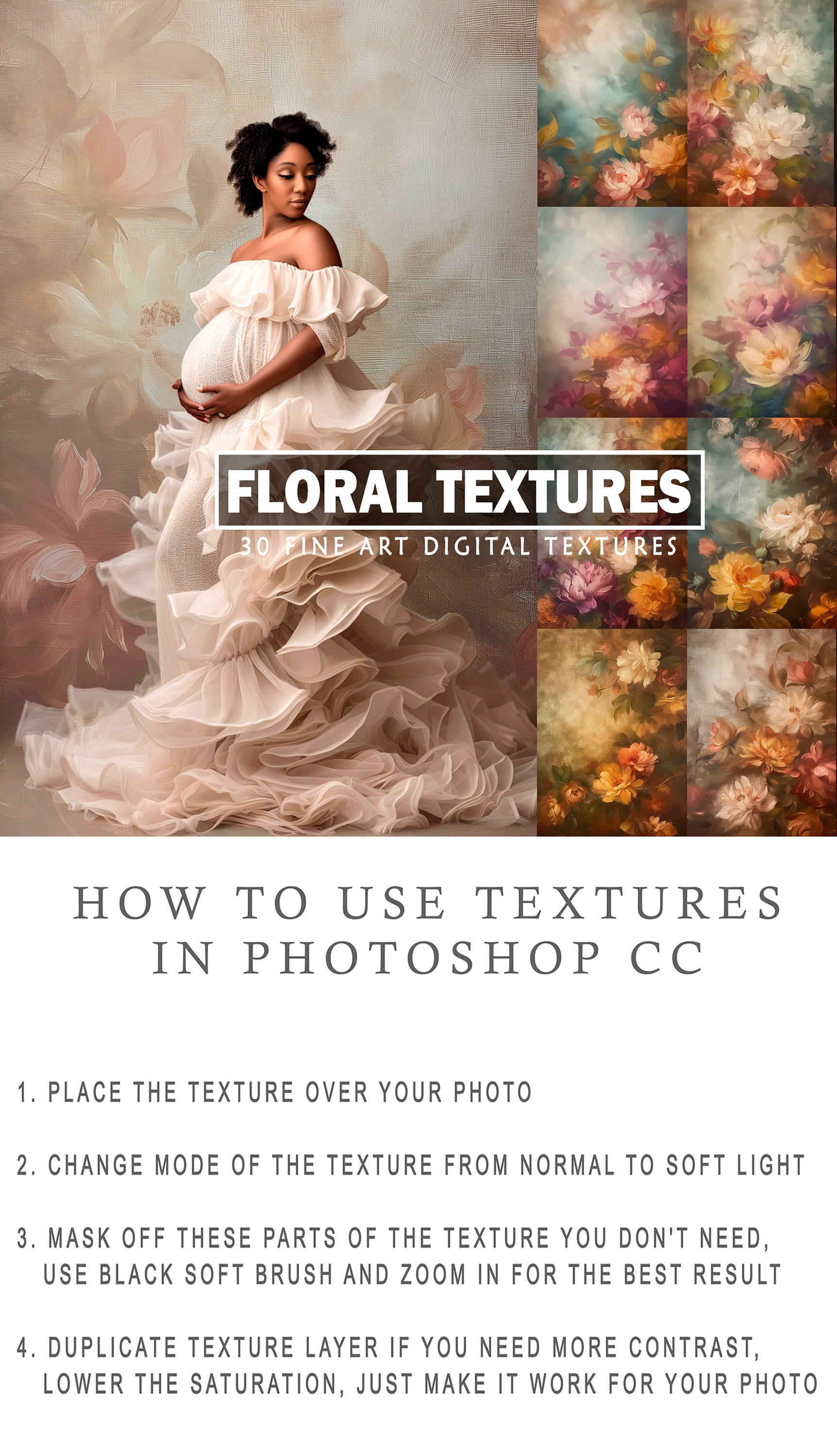 Floral Textures Maternity Overlays Floral Fine Art Portrait Textures ...