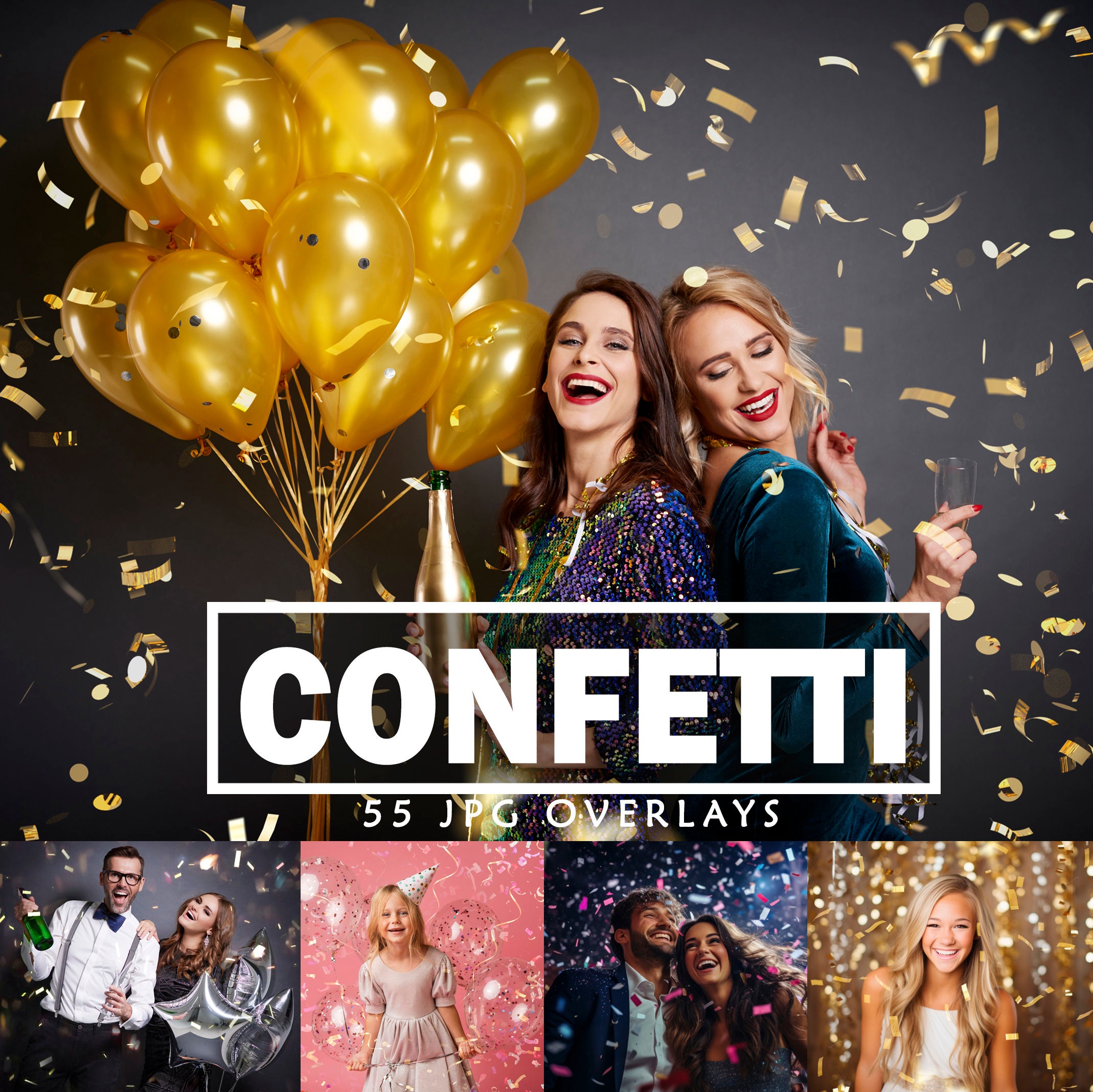 55 Confetti Overlays Weddings Confetti Photoshop Overlays Photography ...