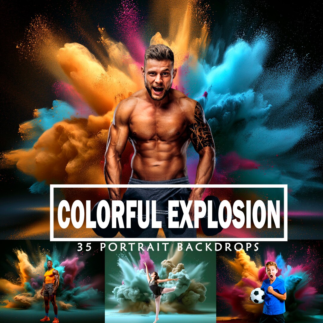 Sports Backgrounds Colorful Powder Explosion Digital Backdrop Overlays ...