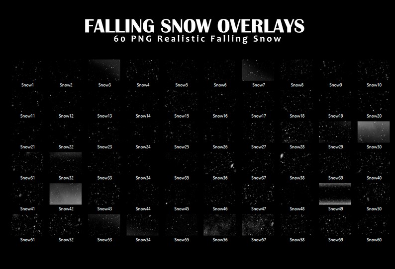 60 Realistic Snow Overlays PNG Falling Snow Backdrops Winter Photoshop Winter Overlays Christmas ...