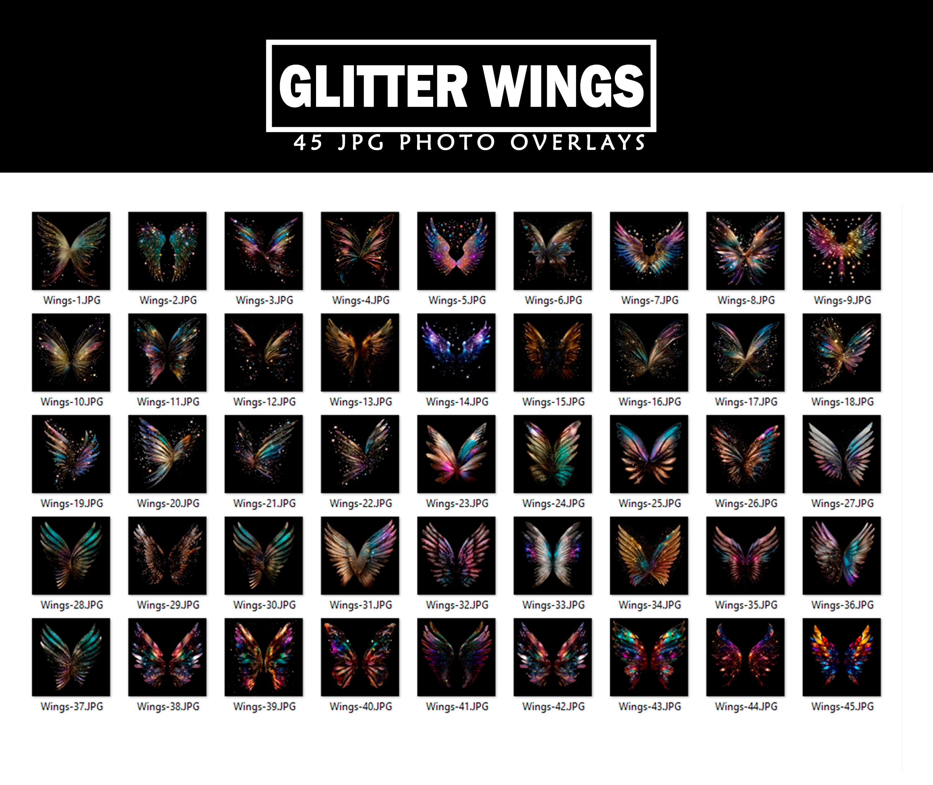 Glitter Wings Overlays Photo Editing Wings Angel Overlays Butterfly ...