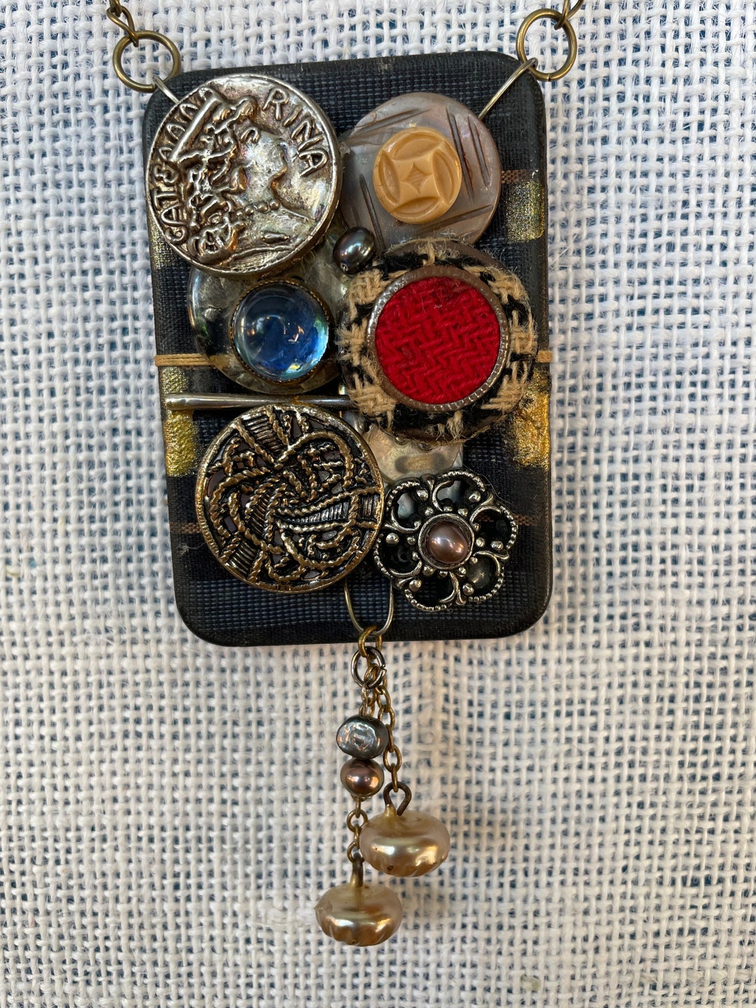 Antique Button Collage Necklace - Etsy