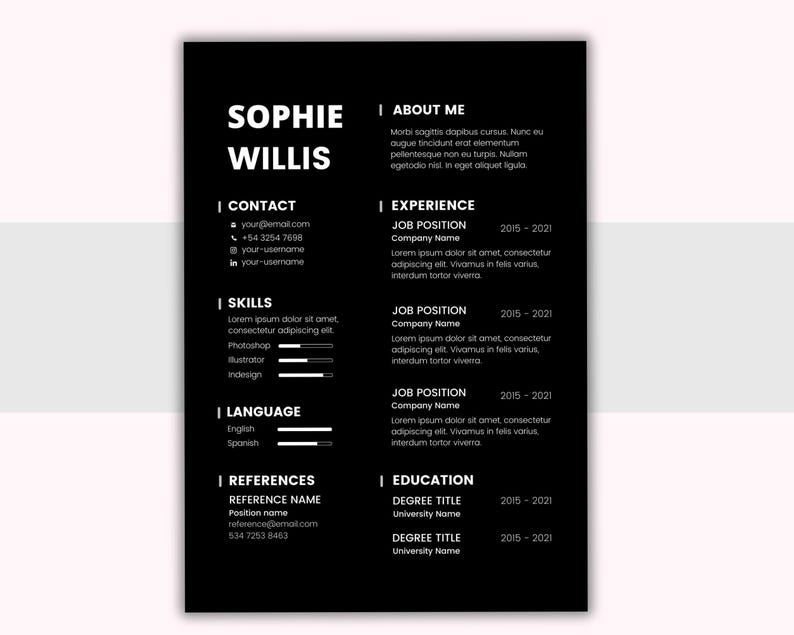 Resume Template Professional CV Template, Business Resume Template, One ...