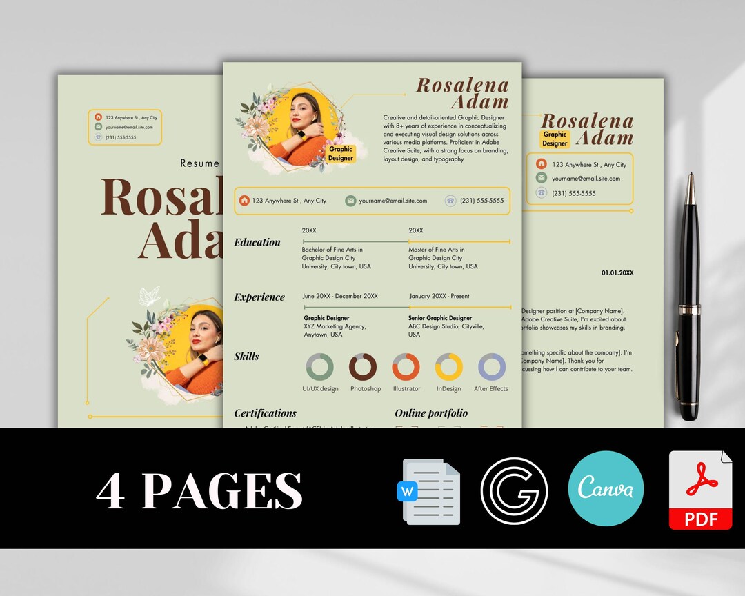Editable Resume Template: Modern Professional CV (digital Download) - Etsy