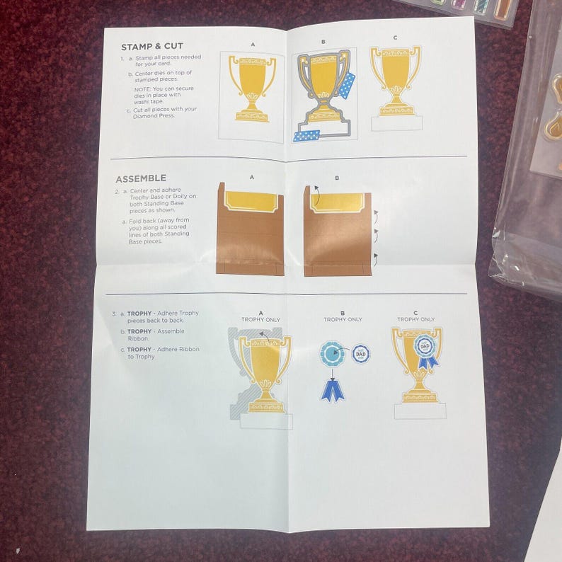 Diamond Press Stamp Die Card Kit Congrats Celebration Trophy Cake ...