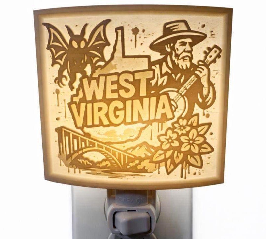 West Virginia Night Light Lamp - Mothman WV Folk Music Man - New River ...
