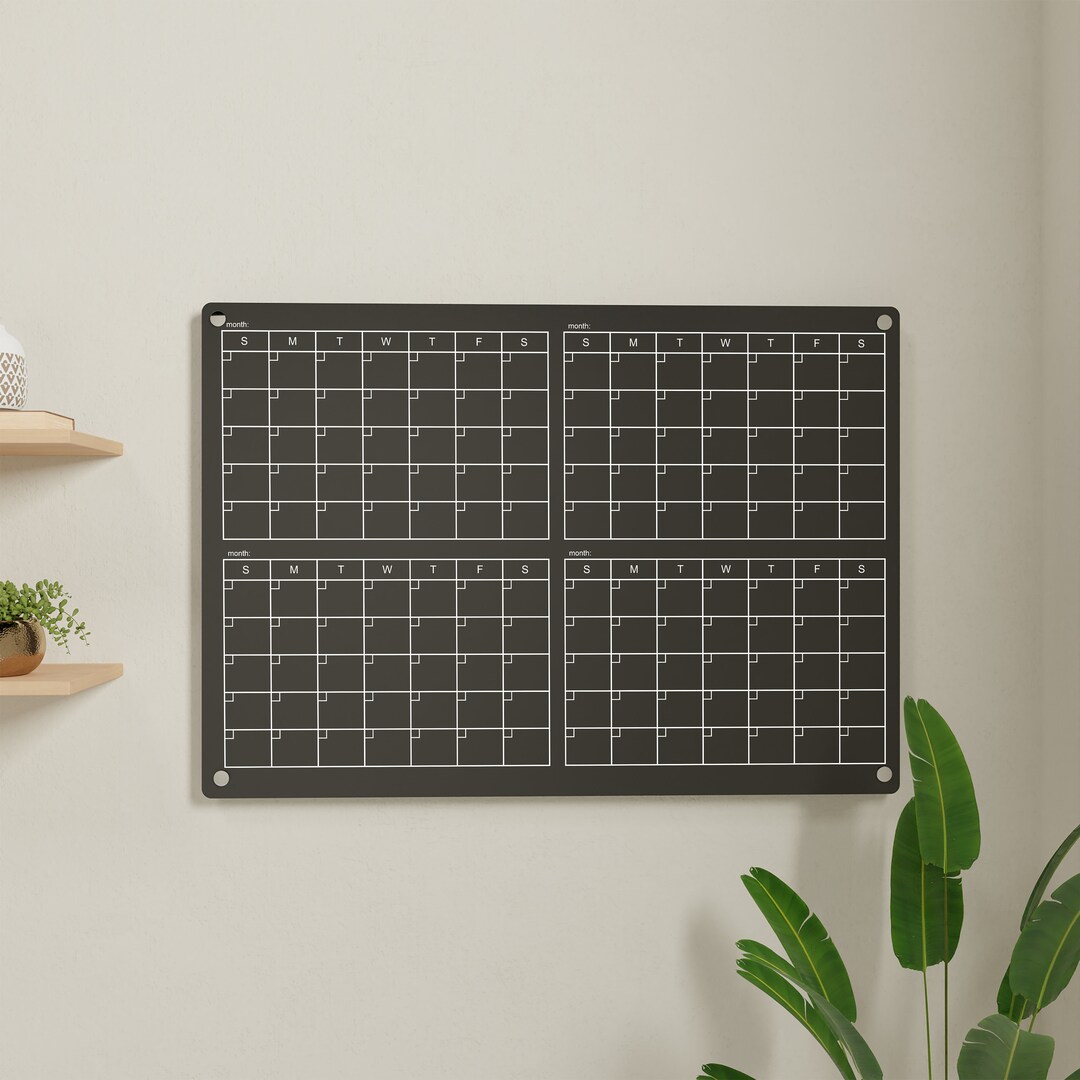 Black Four Month Calendar4 Month Wall Calendarblack Large - Etsy