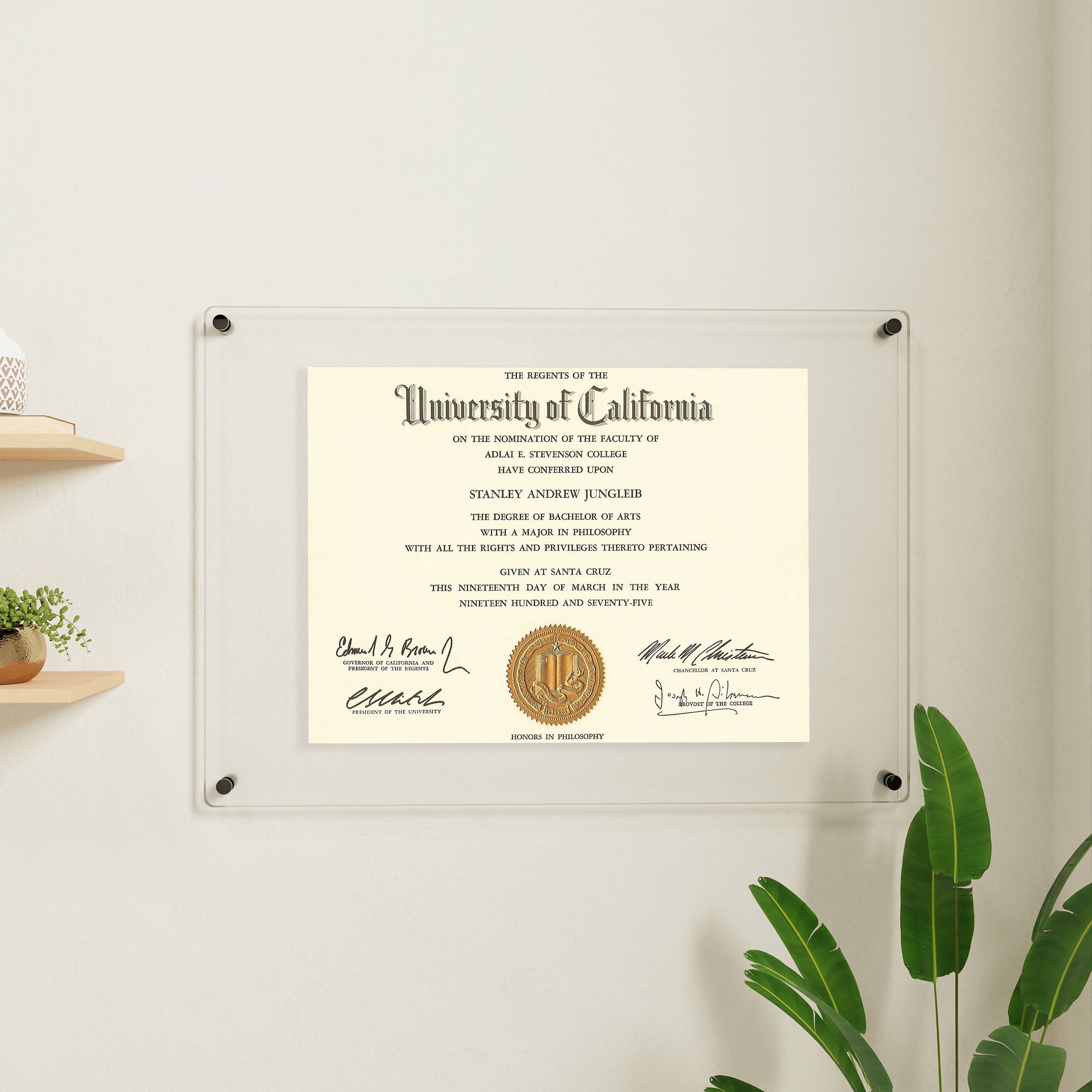 Custom Acrylic Frame Diploma Frame Frameless Frame Clear - Etsy