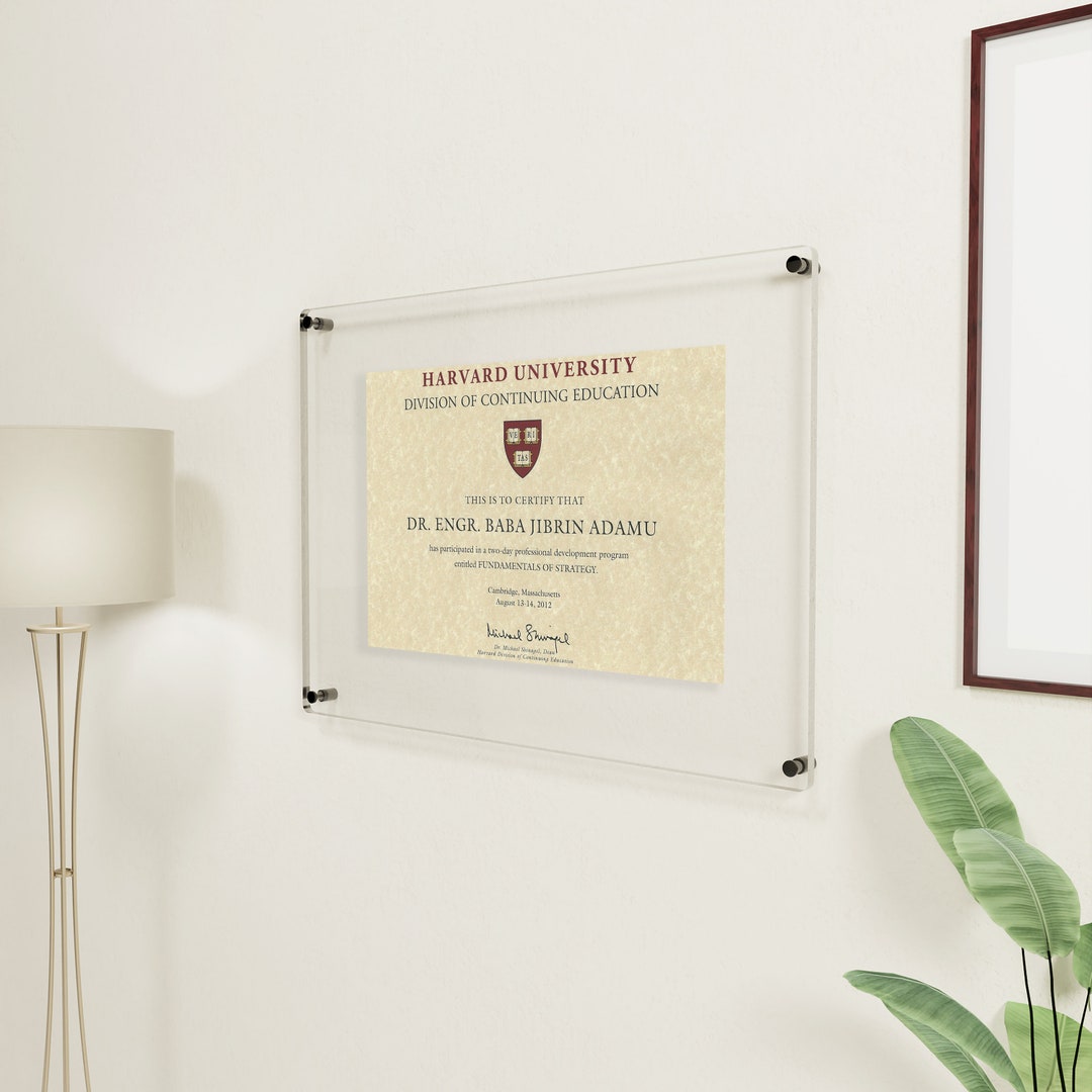 Custom Acrylic Frame Diploma Frame Frameless Frame Clear - Etsy