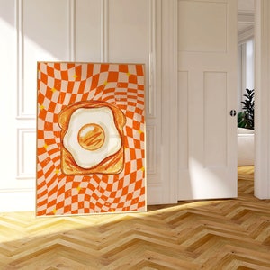 Egg on Toast Print Kitchen Wall Art Trendy Home Decor Food Print Retro ...