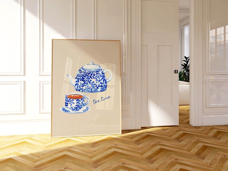 Vintage Tea Poster Trendy Kitchen Decor Teapot Print Retro Print ...