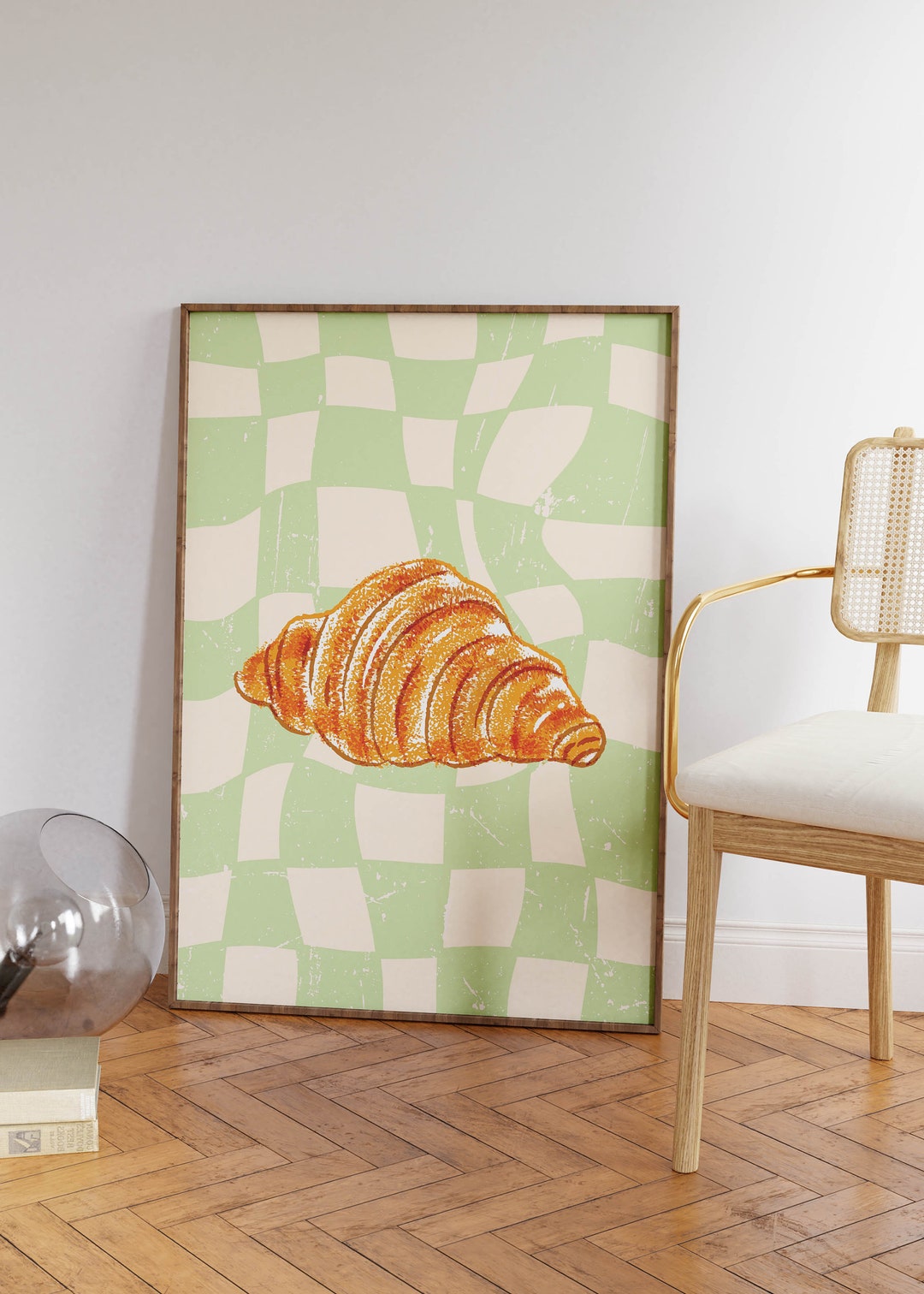 Croissant Wall Art Print Kitchen Wall Art Croissant Poster Cute Food ...