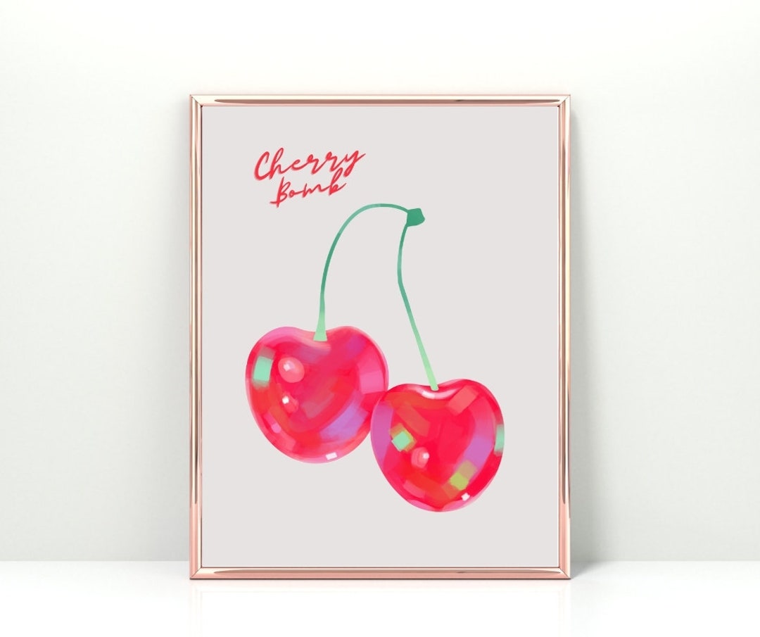 Cherry Bomb Print Pop Art Wall Art Print Cherry Fruit Poster Funky Wall ...