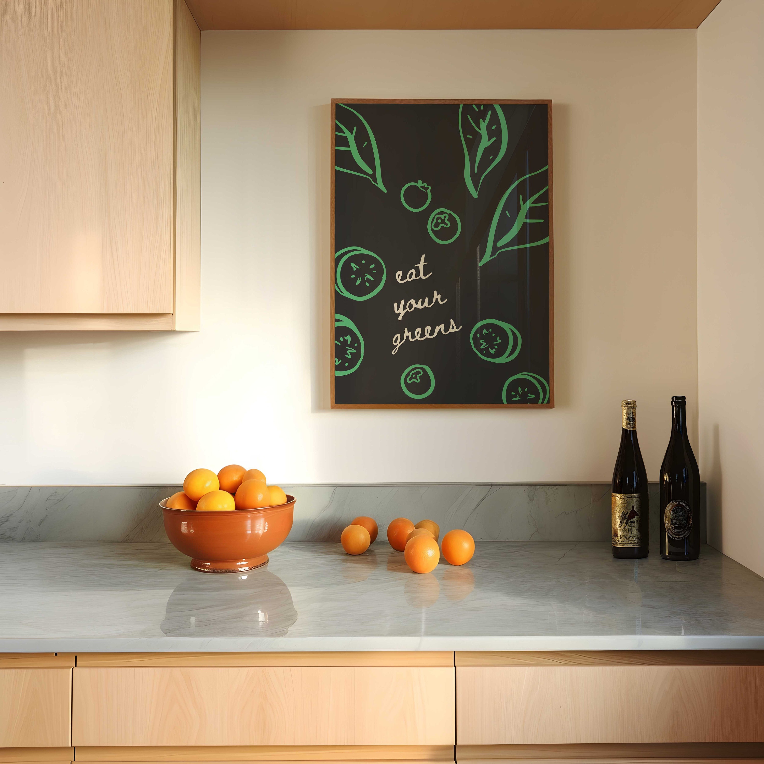 Eat Your Greens Print Funny Vegetable Poster Aesthetic Kitchen Decor ...
