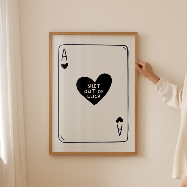 Shit Out of Luck Print Playing Card Wall Art Print Retro Print Trendy ...