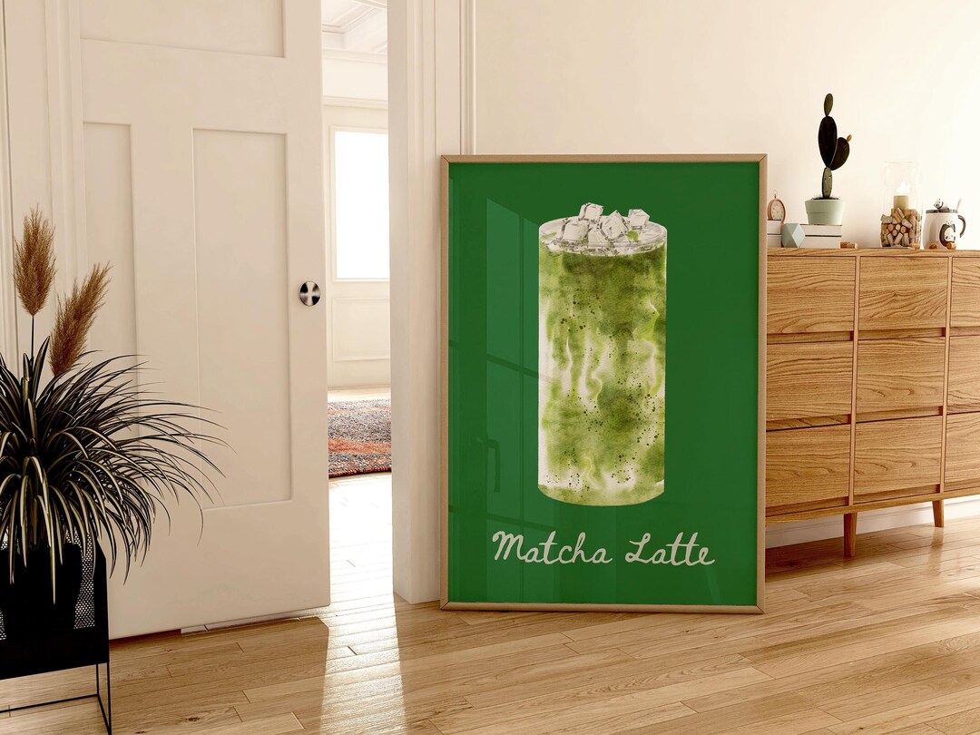 Matcha Latte Print Cute Kitchen Wall Art Green Matcha Latte Poster ...