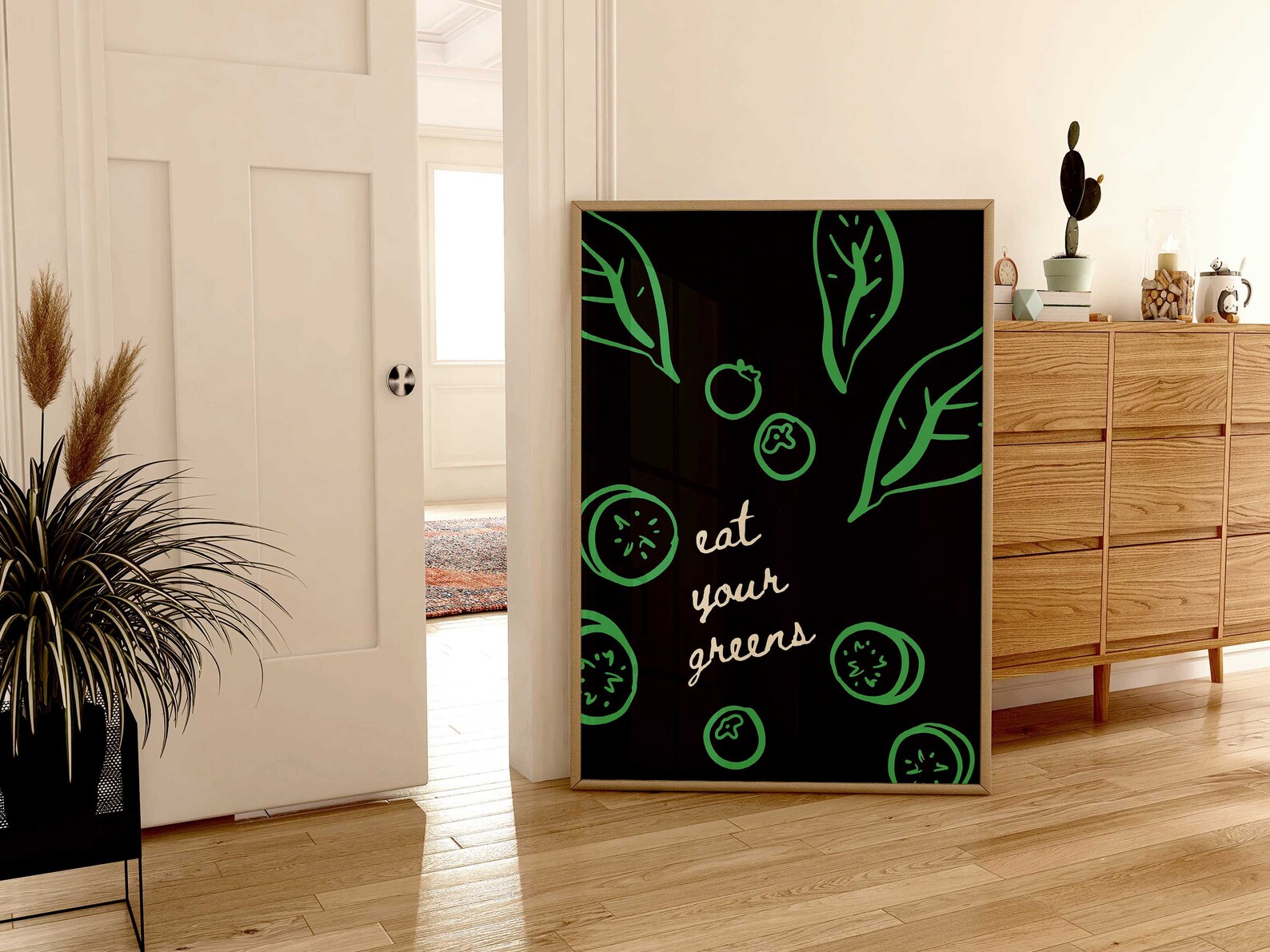 Eat Your Greens Print Funny Vegetable Poster Aesthetic Kitchen Decor ...