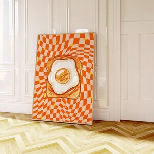 Egg on Toast Print Kitchen Wall Art Trendy Home Decor Food Print Retro ...