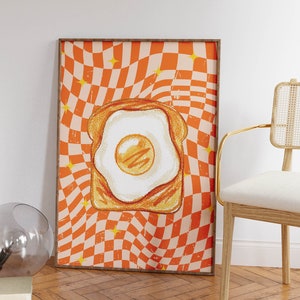 Egg on Toast Print Kitchen Wall Art Trendy Home Decor Food Print Retro ...