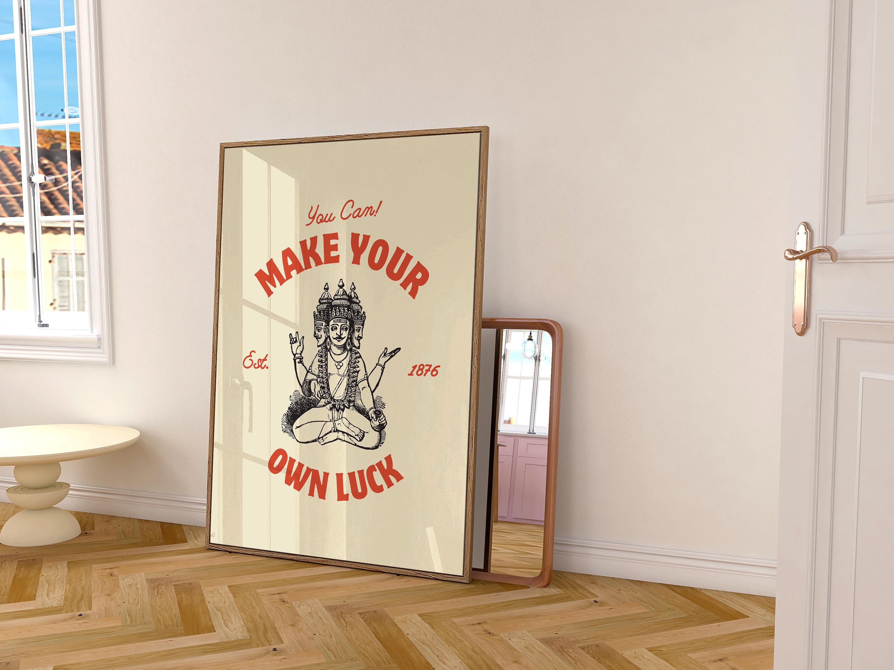 Make Your Own Luck Print Trendy Retro Wall Art Aesthetic Living Room ...