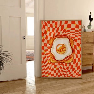 Egg on Toast Print Kitchen Wall Art Trendy Home Decor Food Print Retro ...