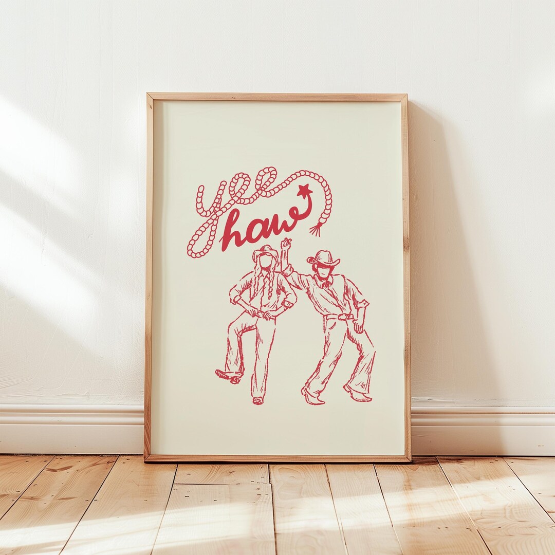 Yee Haw Print Vintage Cowboy Print Trendy Western Home Decor Cowboy ...