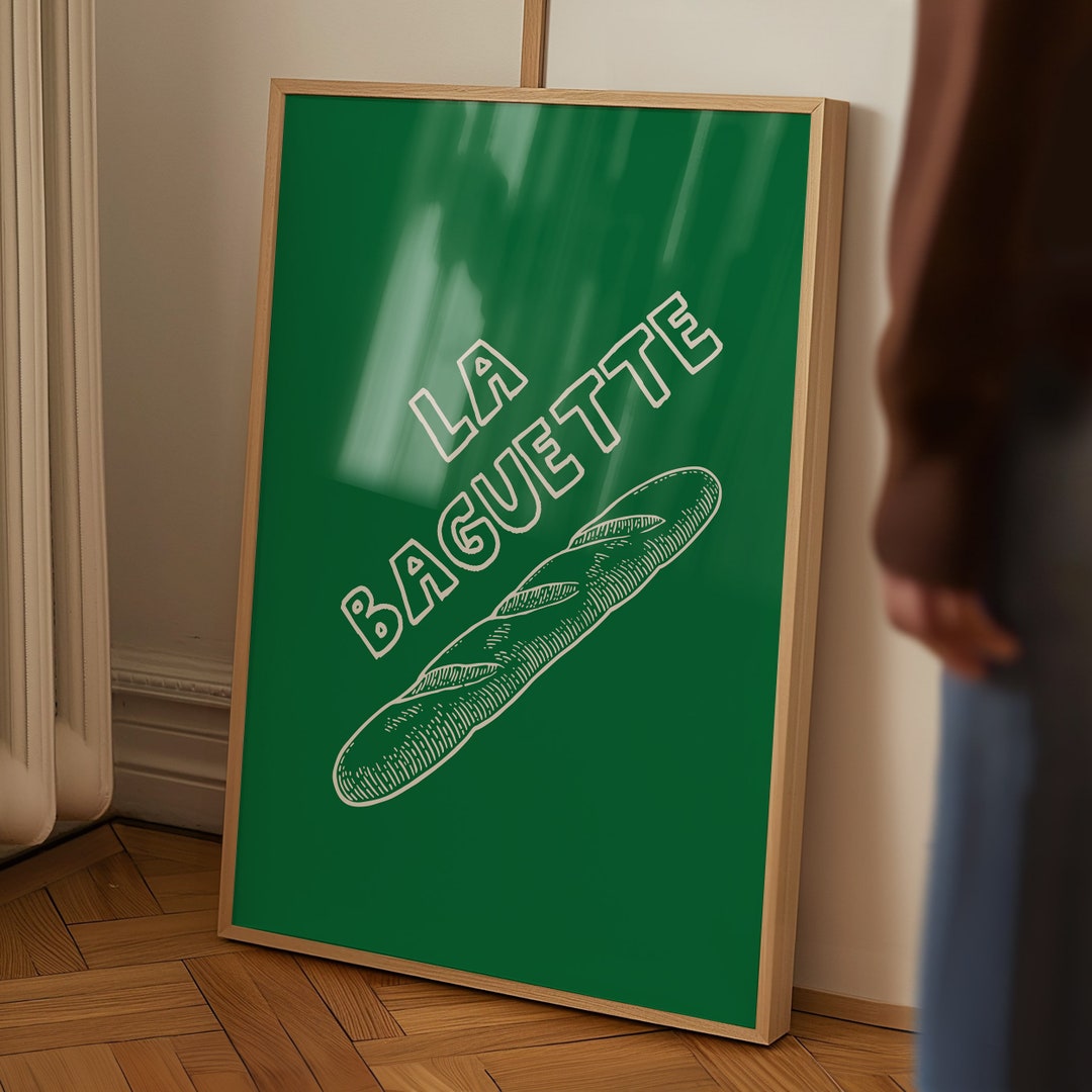 Baguette Wall Art Print Kitchen Wall Art French Food Poster Trendy ...