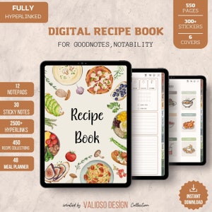 Digital Recipe Book for Goodnotes, Notability | Hyperlinked iPad ...