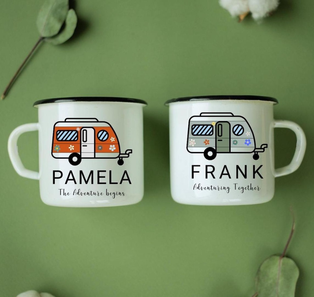 Personalised Enamel Travel Mug for Caravan, Personalised Enamel Mug ...