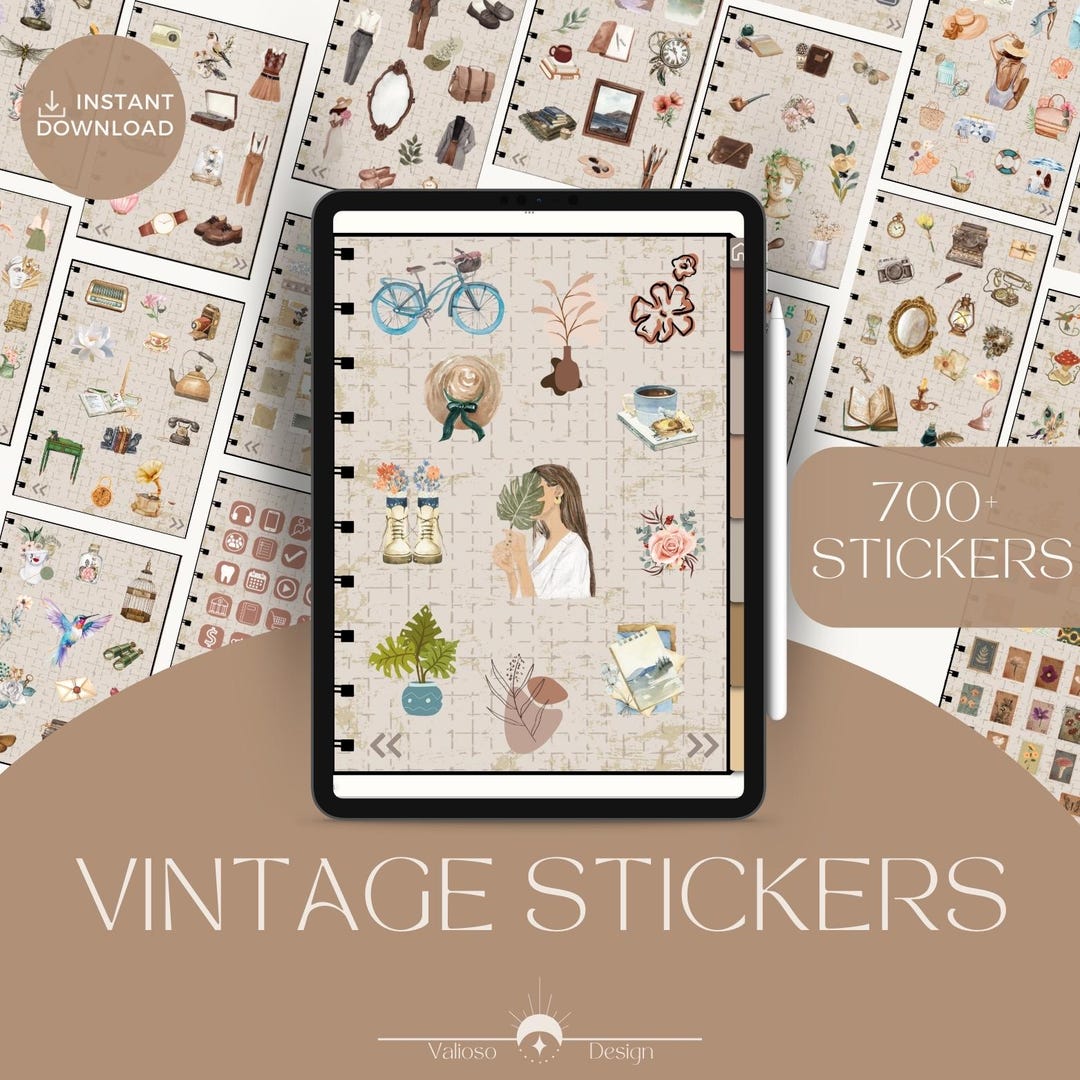 Vintage Digital Sticker Book: 700+ Stickers for Goodnotes (PNG/PDF) - Etsy
