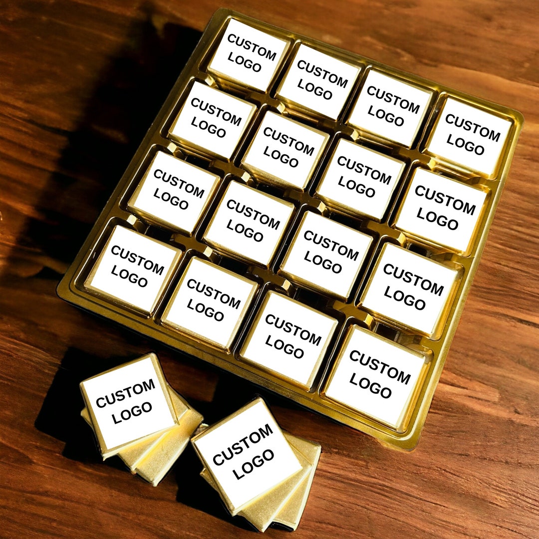 50 Custom Logo Chocolate, Personalized Your Own Logo or Photo, Gold or ...