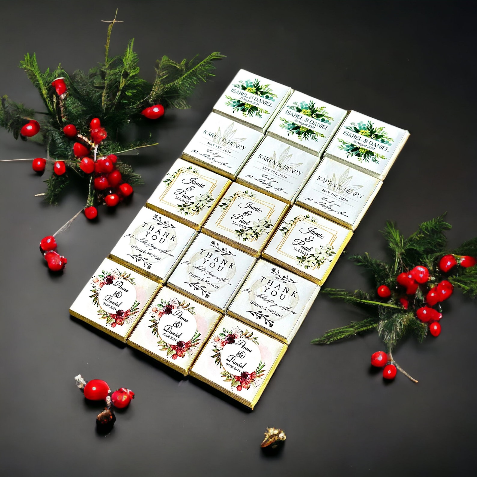 50 Personalized Wedding Chocolate Favors for Guest, Mini Chocolate ...