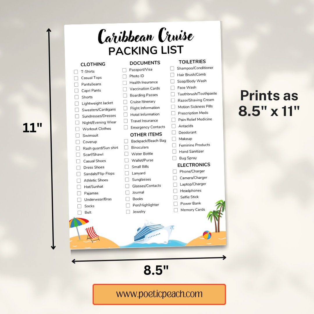 Ultimate Caribbean Cruise Packing List - Printable PDF Travel Vacation ...