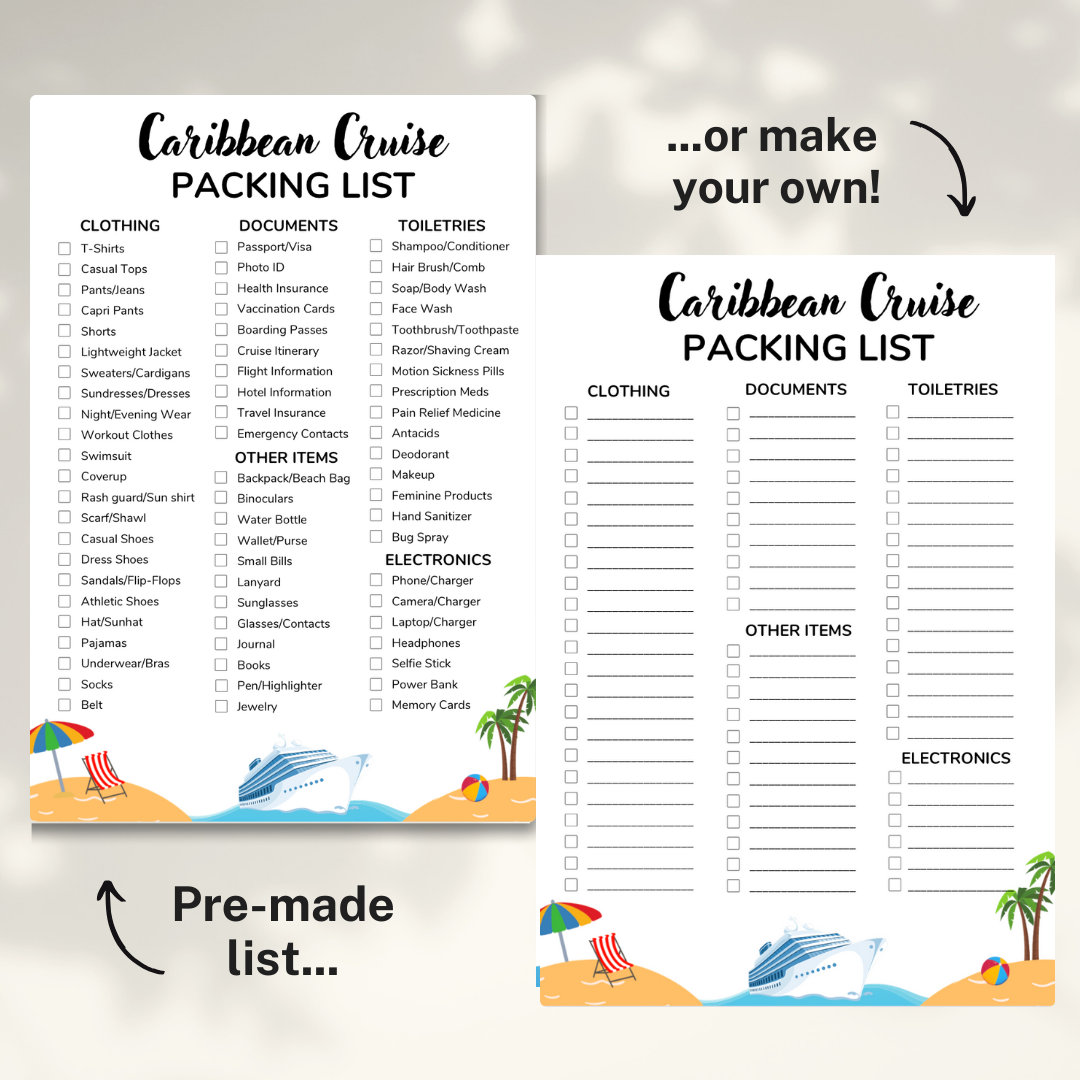 Ultimate Caribbean Cruise Packing List - Printable PDF Travel Vacation ...