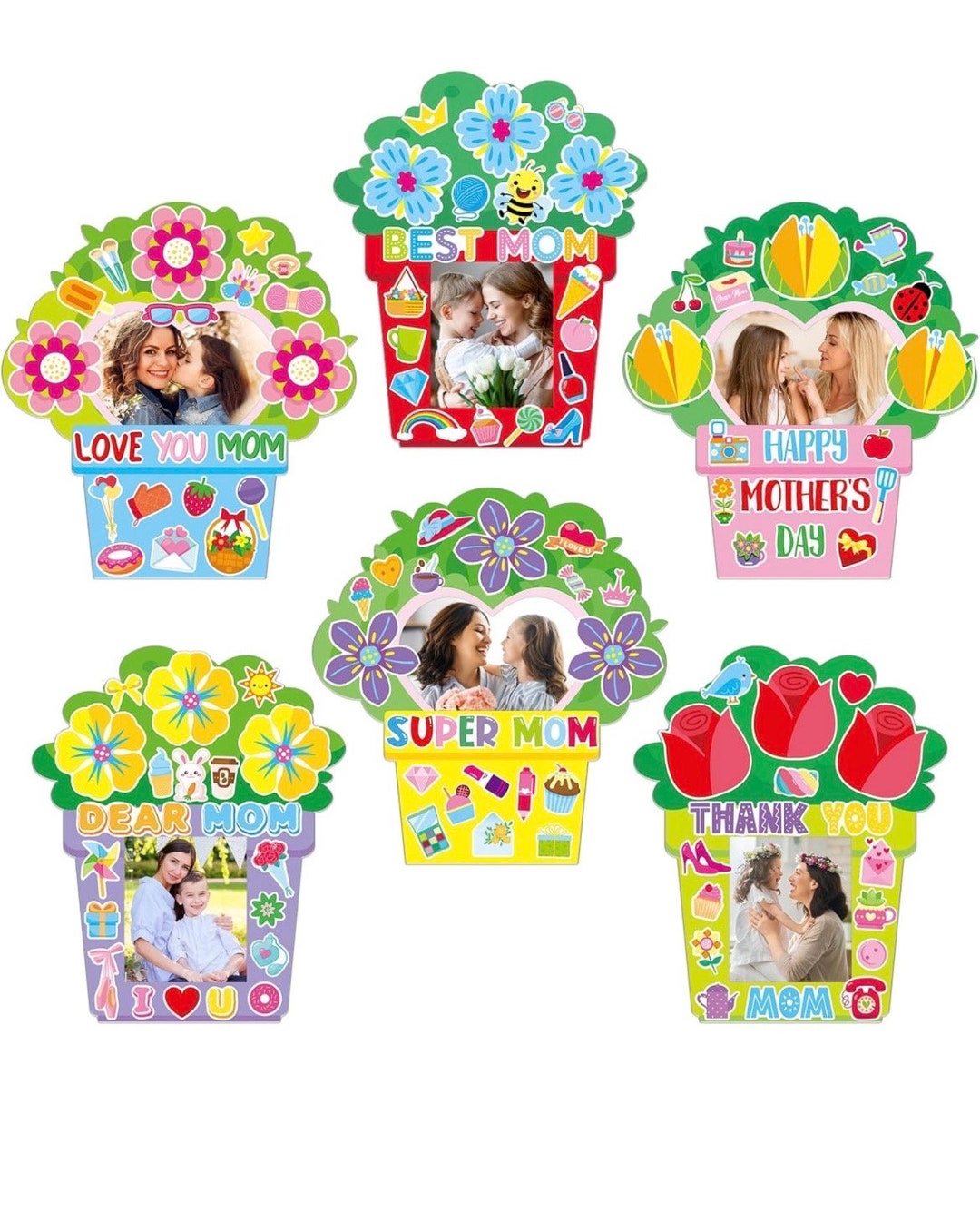 30 Pack Happy Mothers Day Photo Frame Craft Kits for Kids Love You Mom ...