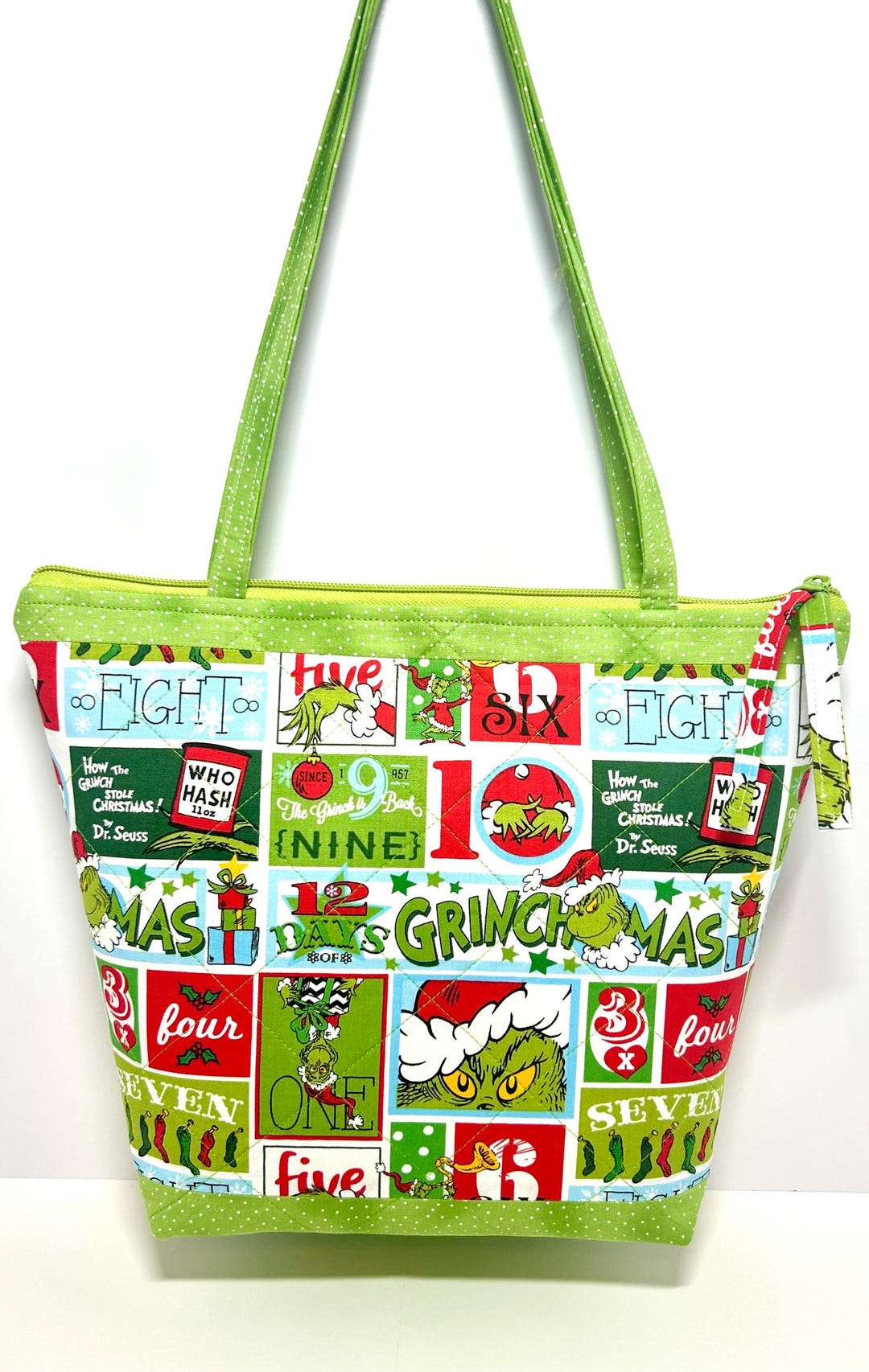 The Grinch 12 Days of Grinchmas Quilted 10x12” Purse Interior Pocket ...