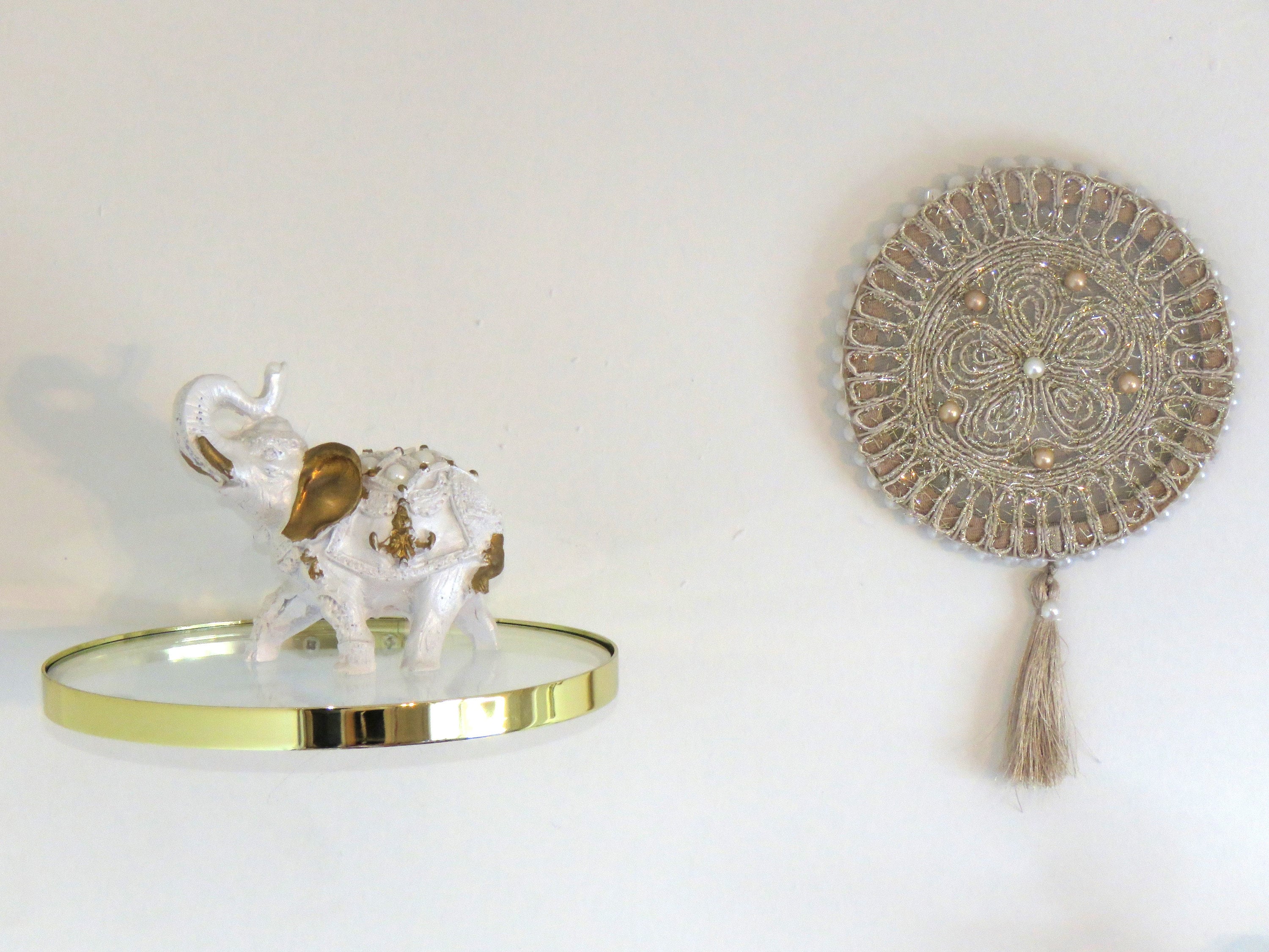 Floating Round Glass Shelves Wall Mounted Gold Shelf Wall Hanging ...