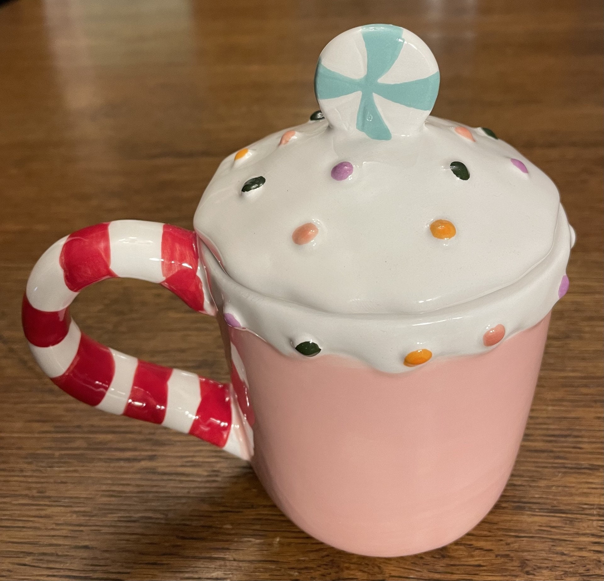 Holiday Mug With Lid | Covered Candy Cane House Cup | Hot Cocoa Mug ...