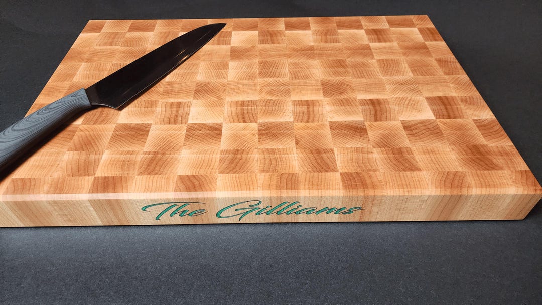 Personalized End Grain Cutting Board Maple | Wooden Chopping Block ...