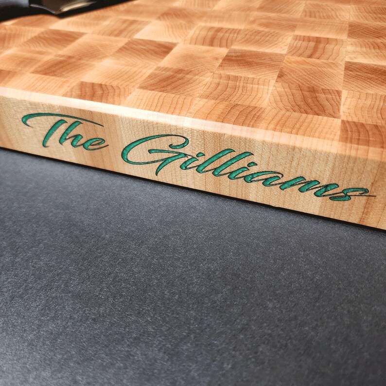 Personalized End Grain Cutting Board Maple | Wooden Chopping Block ...