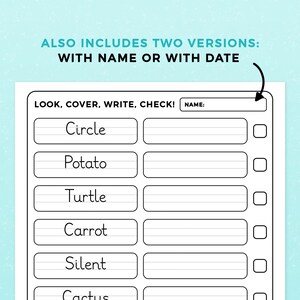 Printable Spelling Worksheets for Kids | 6 Letter Words: 10 Look Cover ...