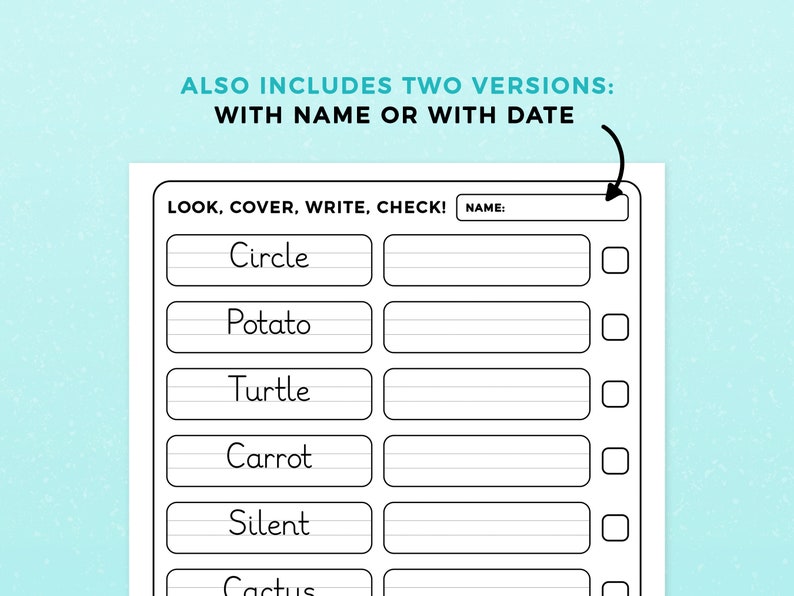 Printable Spelling Worksheets for Kids | 6 Letter Words: 10 Look Cover ...