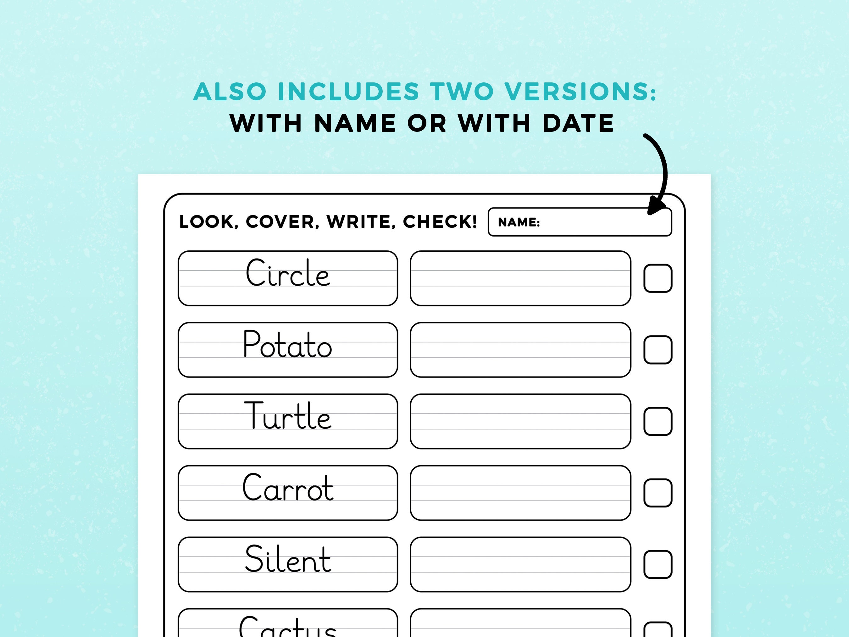 Printable Spelling Worksheets for Kids | 6 Letter Words: 10 Look Cover ...