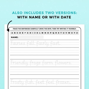 Printable Alphabet Worksheets for Kids | Sentence Tracing: 26 Sheets of ...