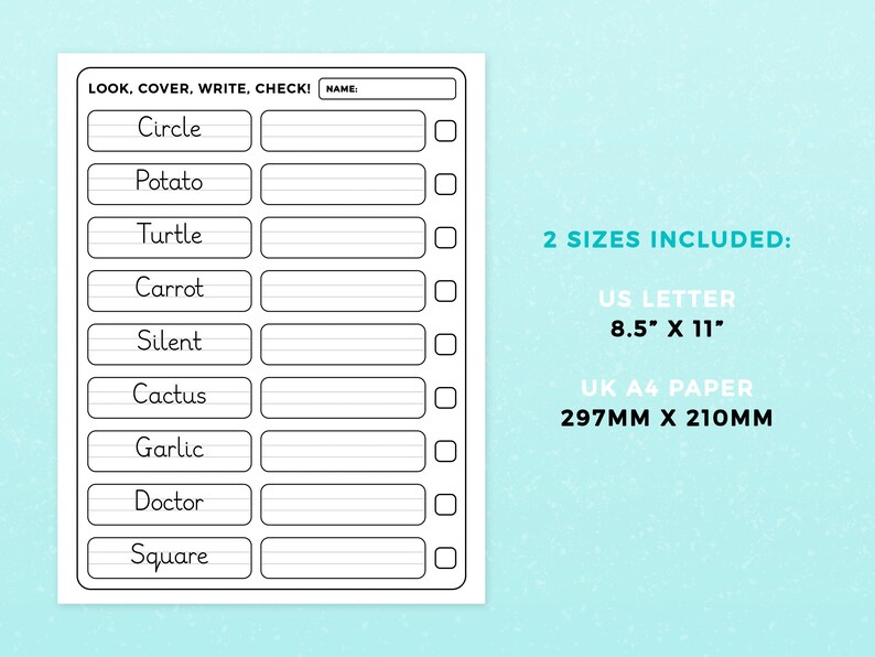 Printable Spelling Worksheets for Kids | 6 Letter Words: 10 Look Cover ...