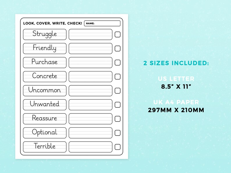 Printable Spelling Worksheets for Kids | 8 Letter Words: 10 Look Cover ...