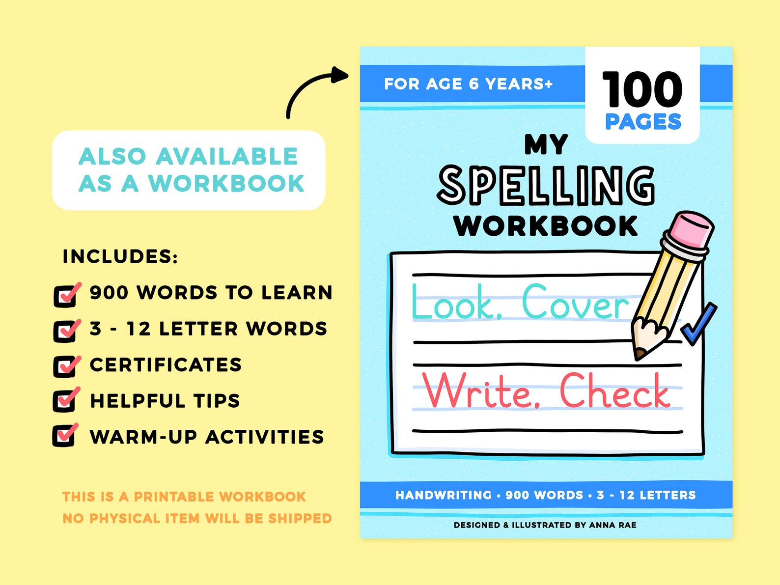 Printable Spelling Worksheets for Kids | 6 Letter Words: 10 Look Cover ...