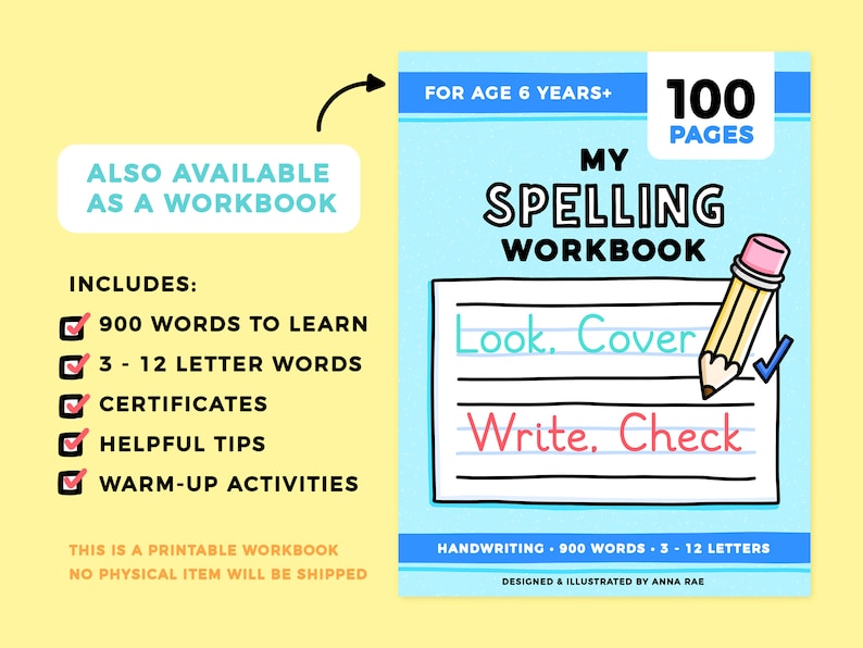 Printable Spelling Worksheets for Kids | 6 Letter Words: 10 Look Cover ...