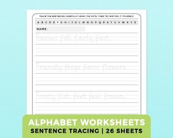 Printable Alphabet Worksheets for Kids | Word Tracing: 26 Sheets of ...